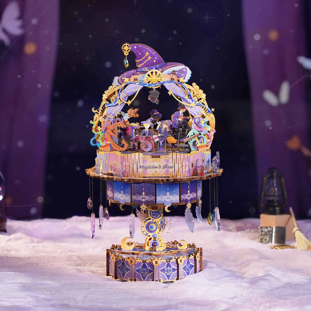 TONECHEER 3D Puzzle DIY Rotating Music Box Kit (Magician’s Show ...