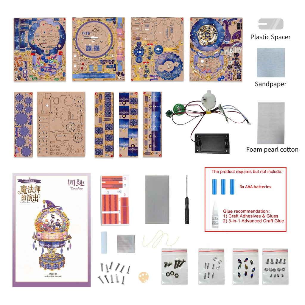 TONECHEER 3D Puzzle DIY Rotating Music Box Kit (Magician’s Show ...