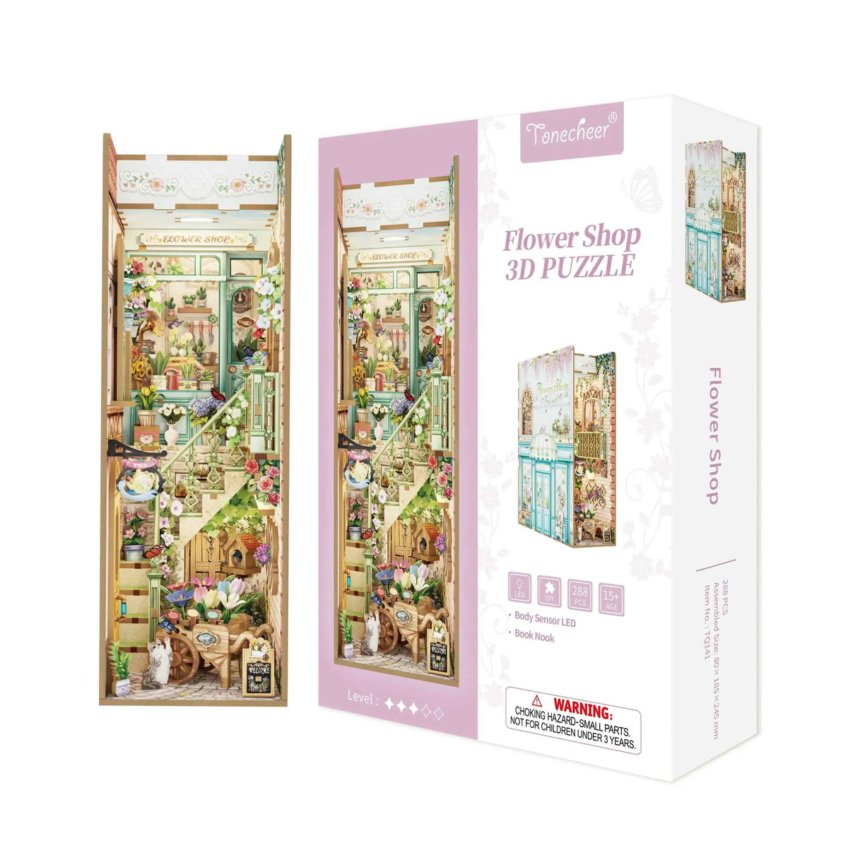 TONECHEER 3D Wooden Puzzle DIY Book Nook Kit (Flower Shop) – Tonecheer