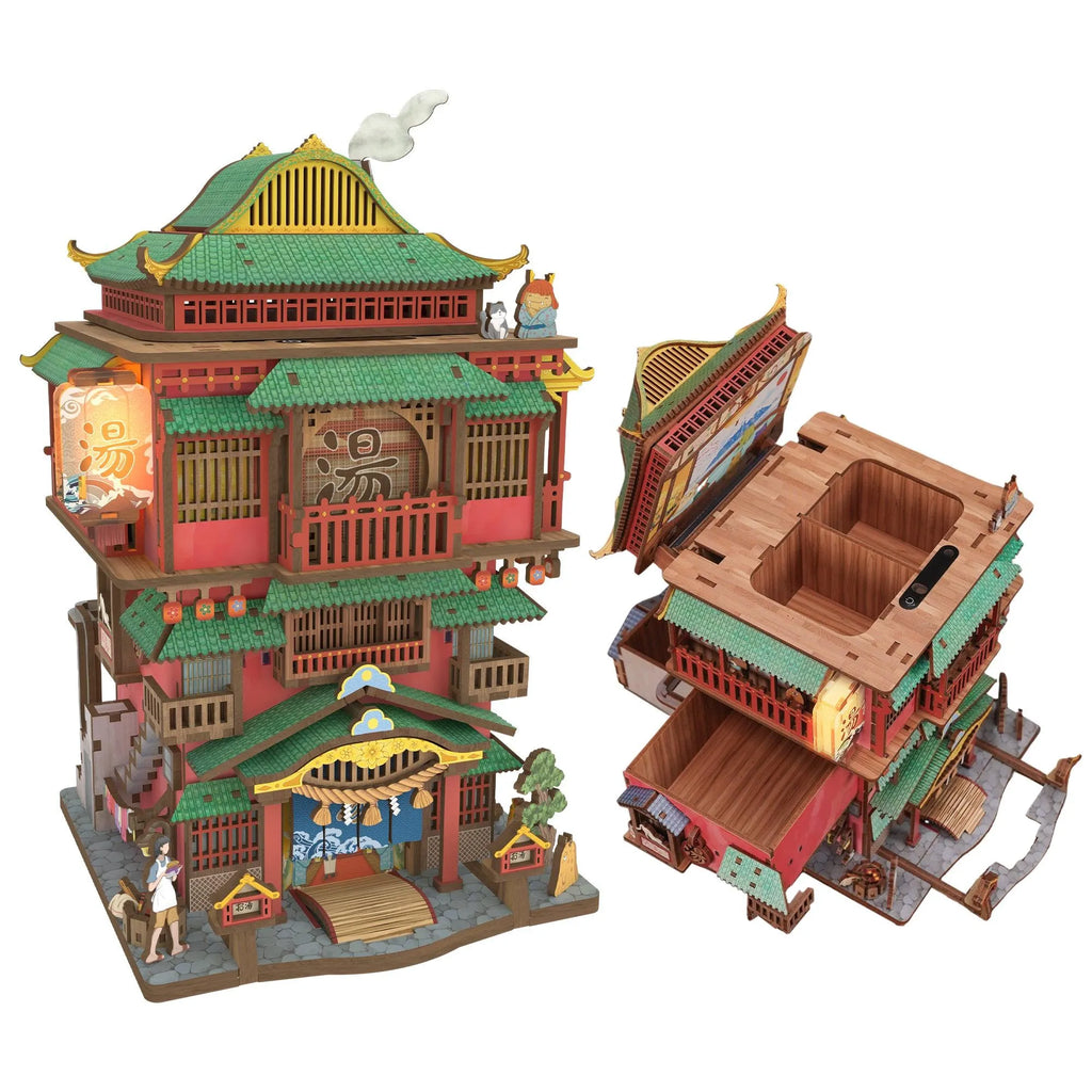 TONECHEER 3D Puzzle Box Miniature DIY Desktop Storage Kit (Onsen Saga ...