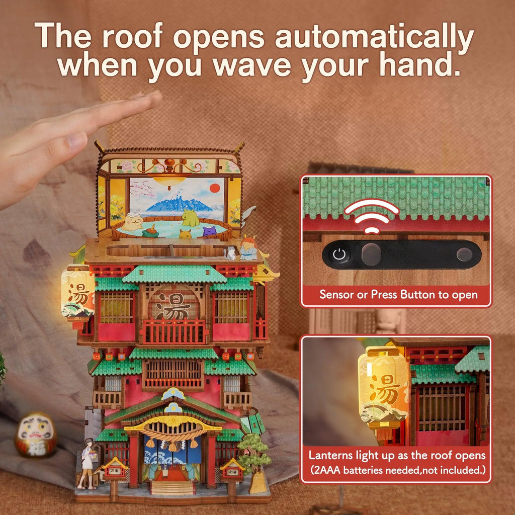 TONECHEER 3D Puzzle Box Miniature DIY Desktop Storage Kit (Onsen Saga ...